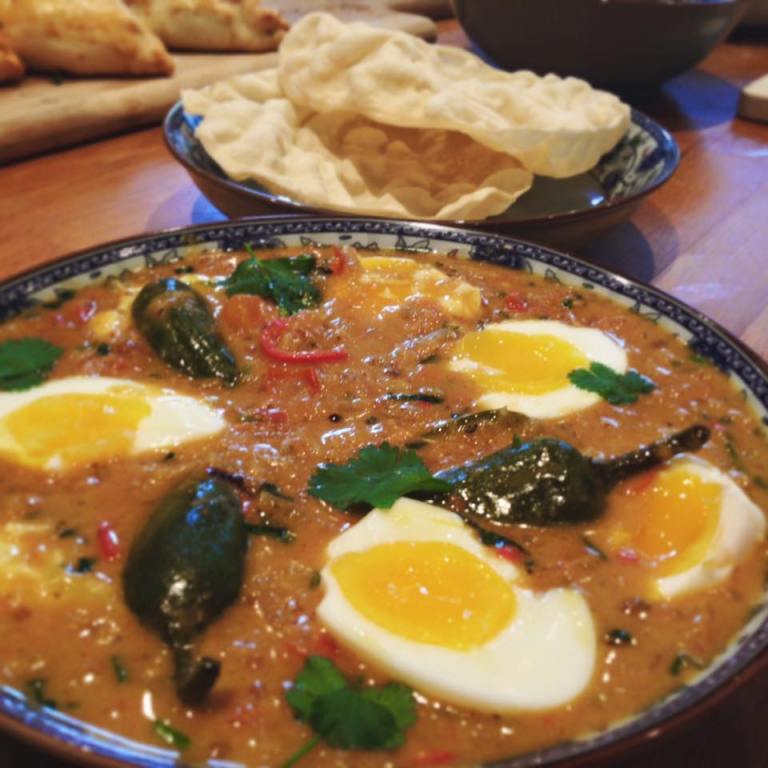 Keralan runny eggs, curry leaf & coconut curry